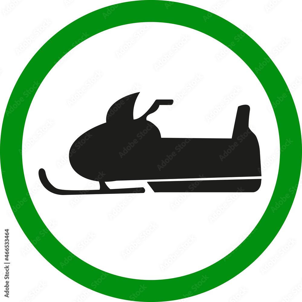 Snowmobile Route sign. Green circle background. Road signs and symbols ...