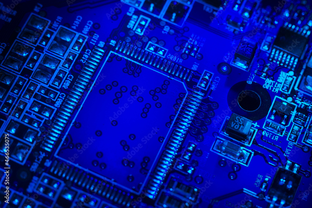 Poster Large elements of a video card for a modern new generation ...