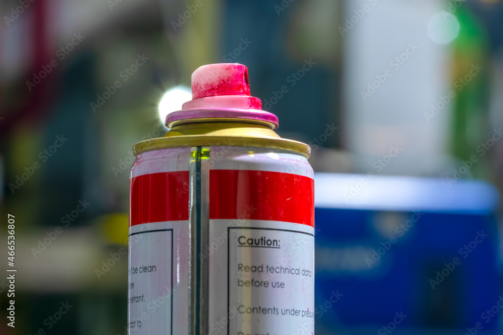 A can of liquid penetrant for detecting defects in welds. Detection of ...