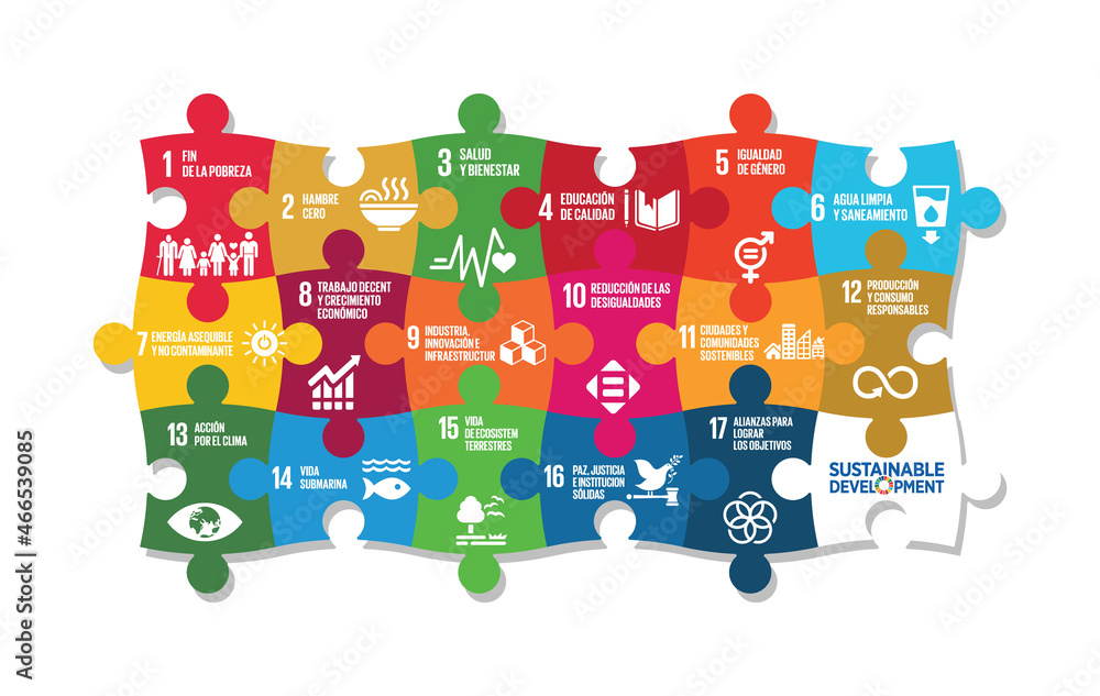 Sustainable Development concept Colorful Puzzle Illustration. Corporate ...
