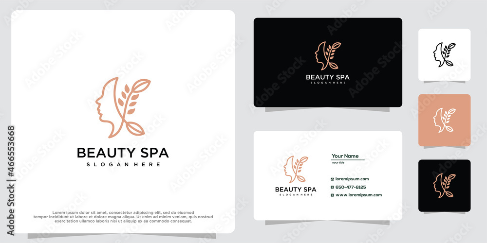 Women's beauty salon and spa line logo. Gold logo design, icon and ...