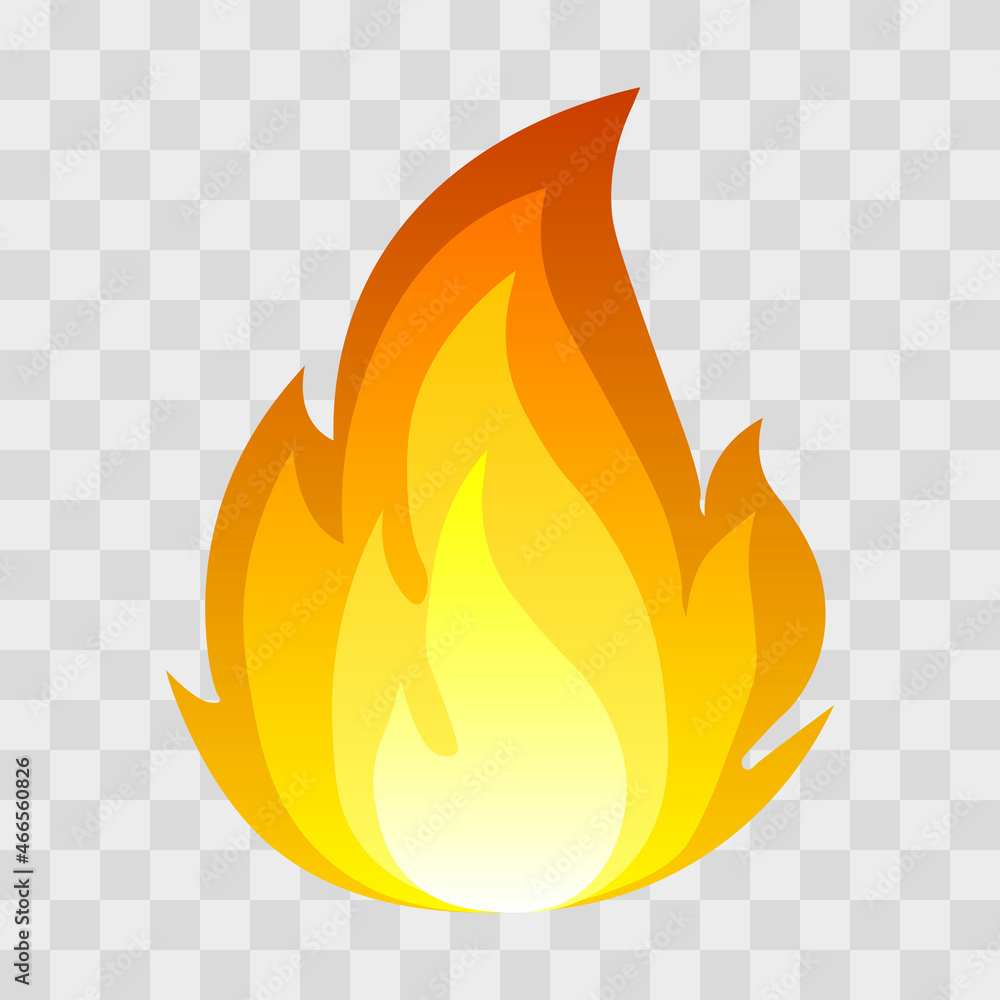 Fire Emoji vector symbol. Fire logo on transparent background. Vector ...
