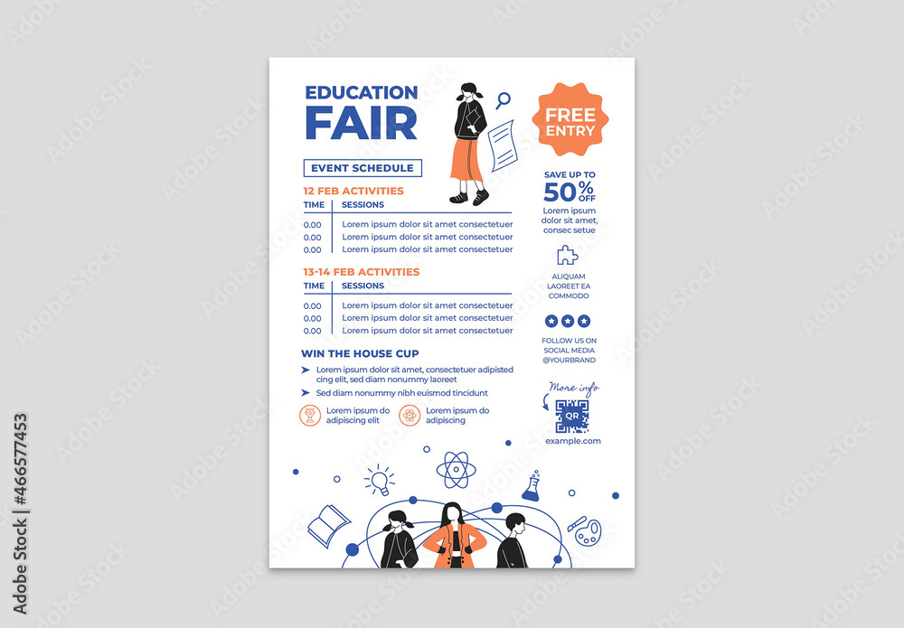 Multipurpose School Education Lesson Seminar Flyer Layout Stock ...