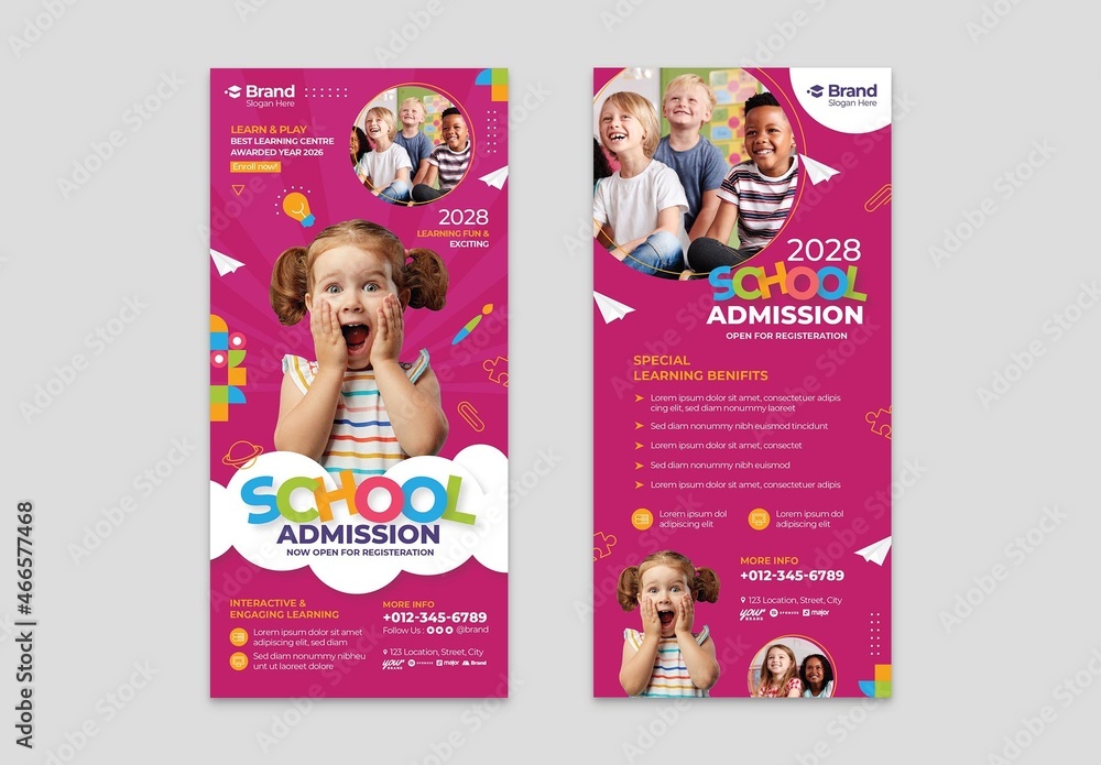 Thin School Education Kindergarten Daycare Flyer Card Stock Template ...