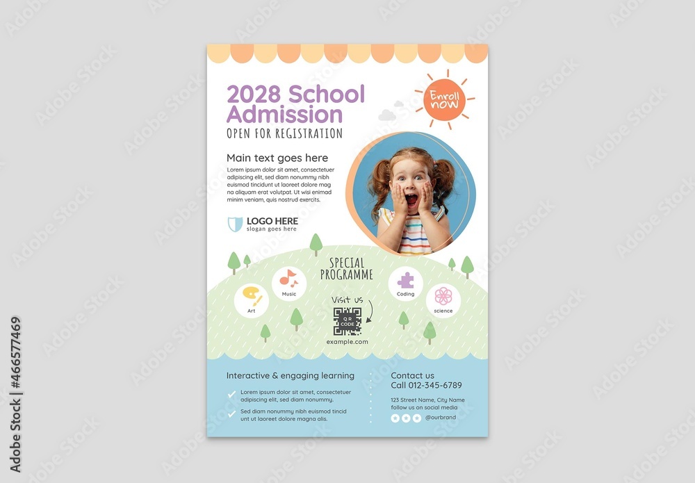 Kids School Education Kindergarten Daycare Flyer Layout Stock Template ...