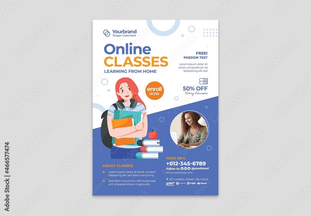 School Education College Flyer for Online Classes & Remote Learning ...
