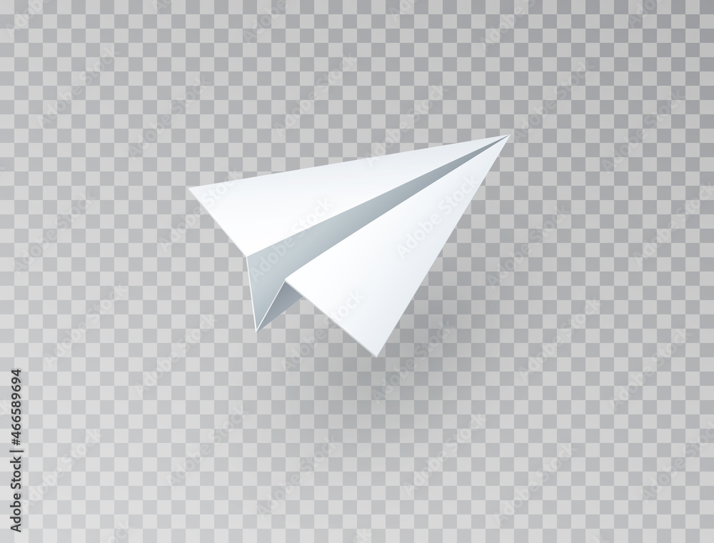 Paper white flying plane isolated on transparent background. Vector ...