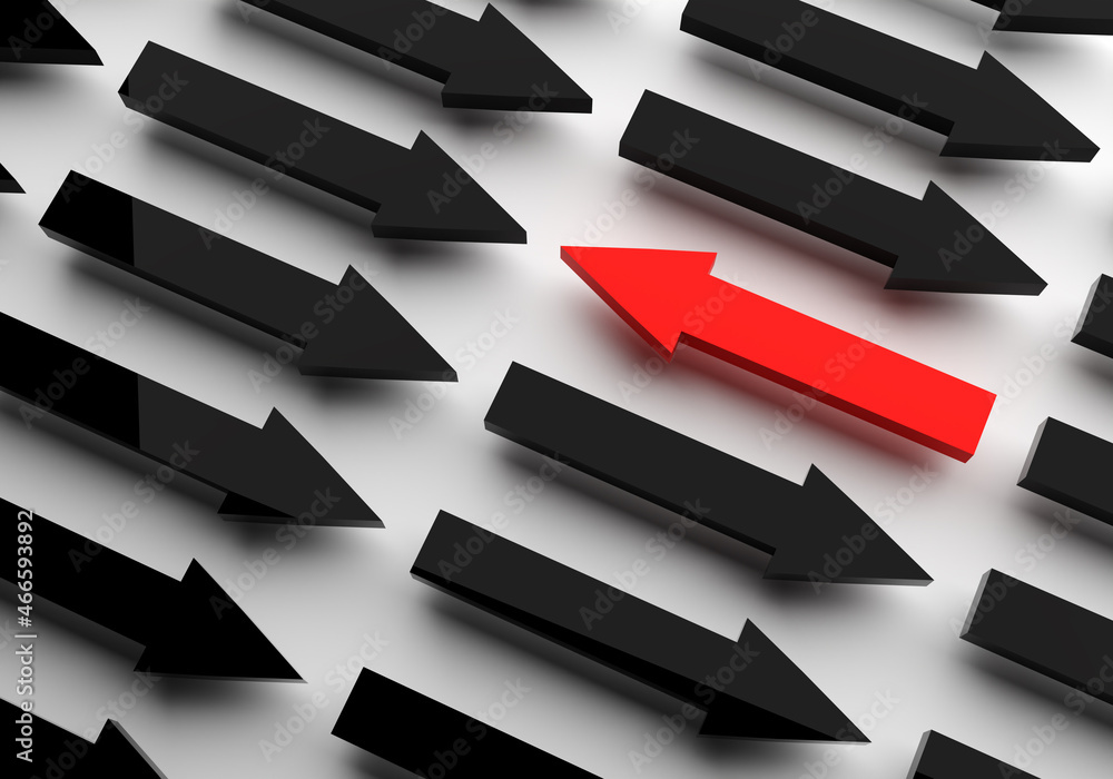 Stand out from crowd. Personality uniqueness concept. Metaphor is to go ...