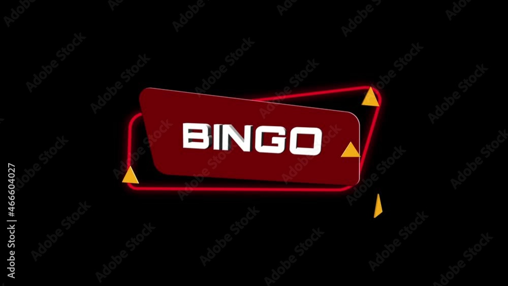 3d animation text Bingo on trendy flat geometric banner. Flying and ...