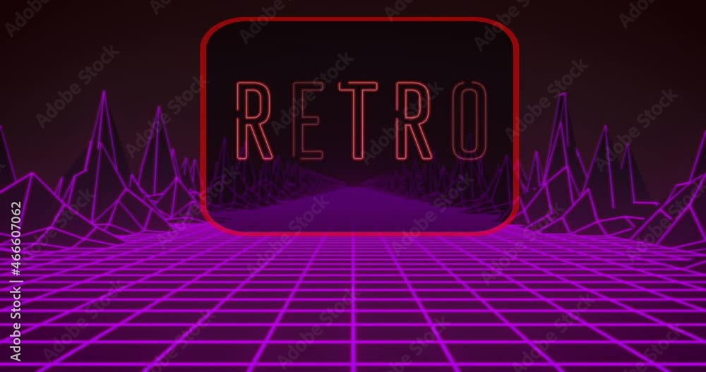 Vídeo do Stock: Animation of moving retro text in neon letters over ...