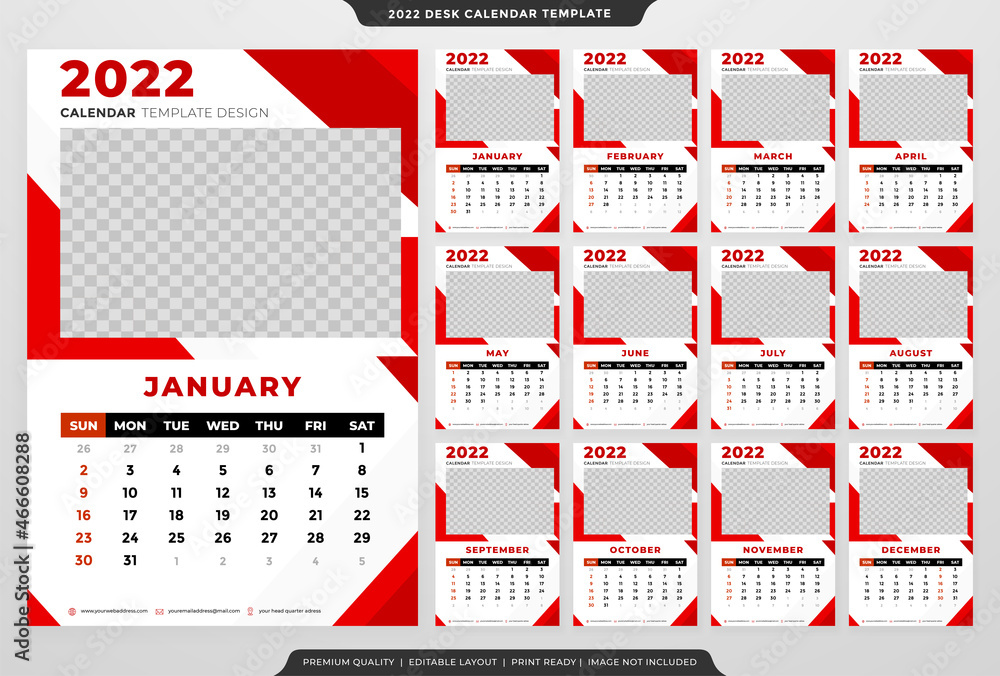 2022 calendar template layout with minimalist and modern style use for ...