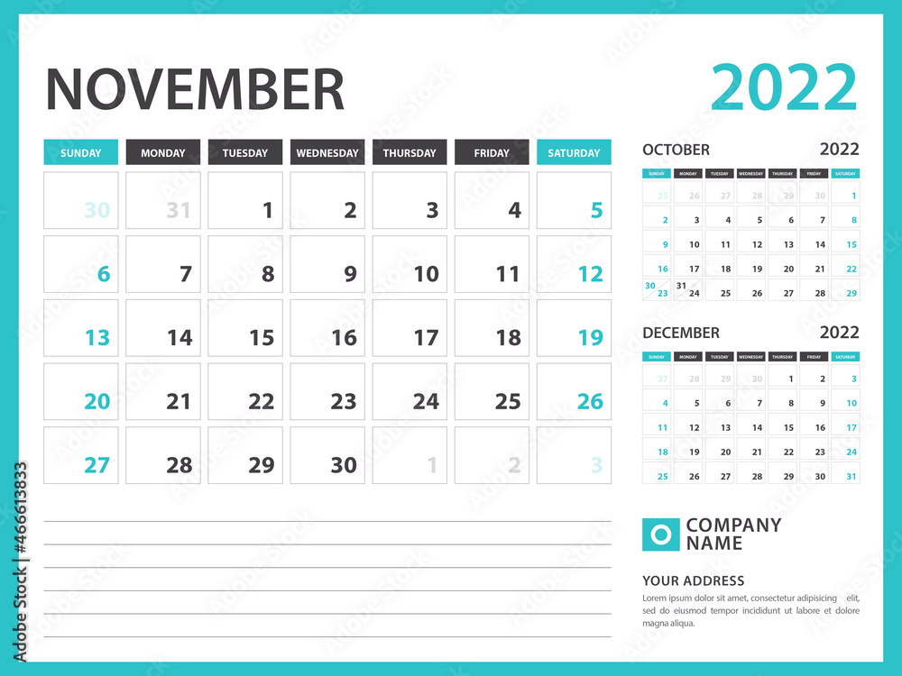 November 2022 Calendar Design