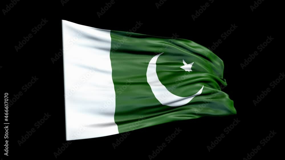 Realistic Pakistan flag is waving 3D animation. National flag of ...