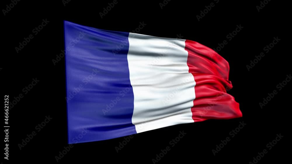Realistic France flag is waving 3D animation. National flag of France ...
