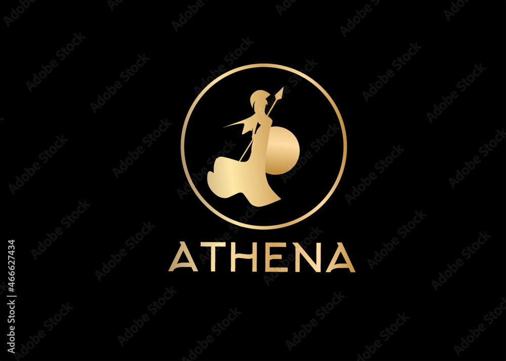 Silhouette of Athena Minerva with Shield and Spear, The Beauty Greek ...