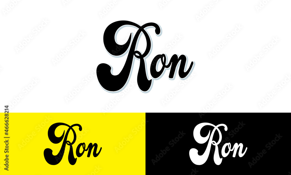 Ron Calligraphy With Yellow and Black Background. Stock Vector | Adobe ...
