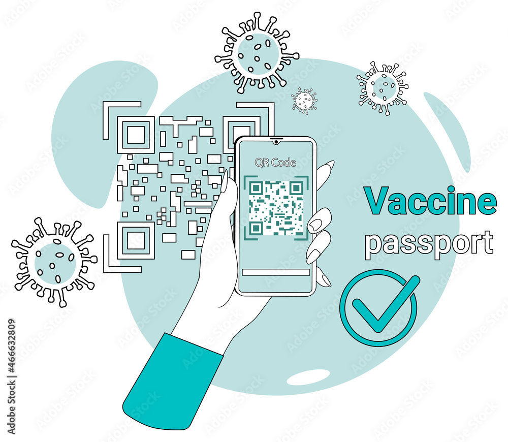 Passport vaccinated QR code usage.A poster calling for compliance with ...