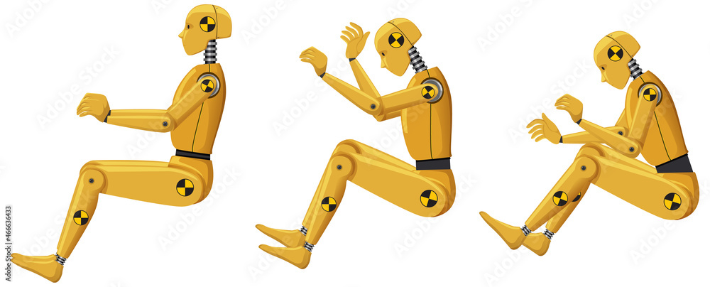 Set of different crash test dummy poses Stock Vector | Adobe Stock
