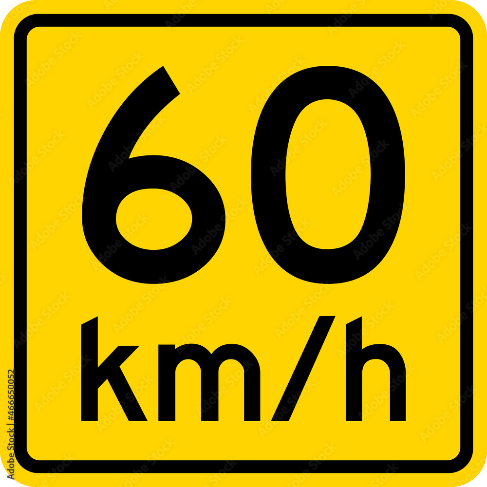 Advisory speed 60 km per hr sign. Traffic signs and symbols. Stock ...
