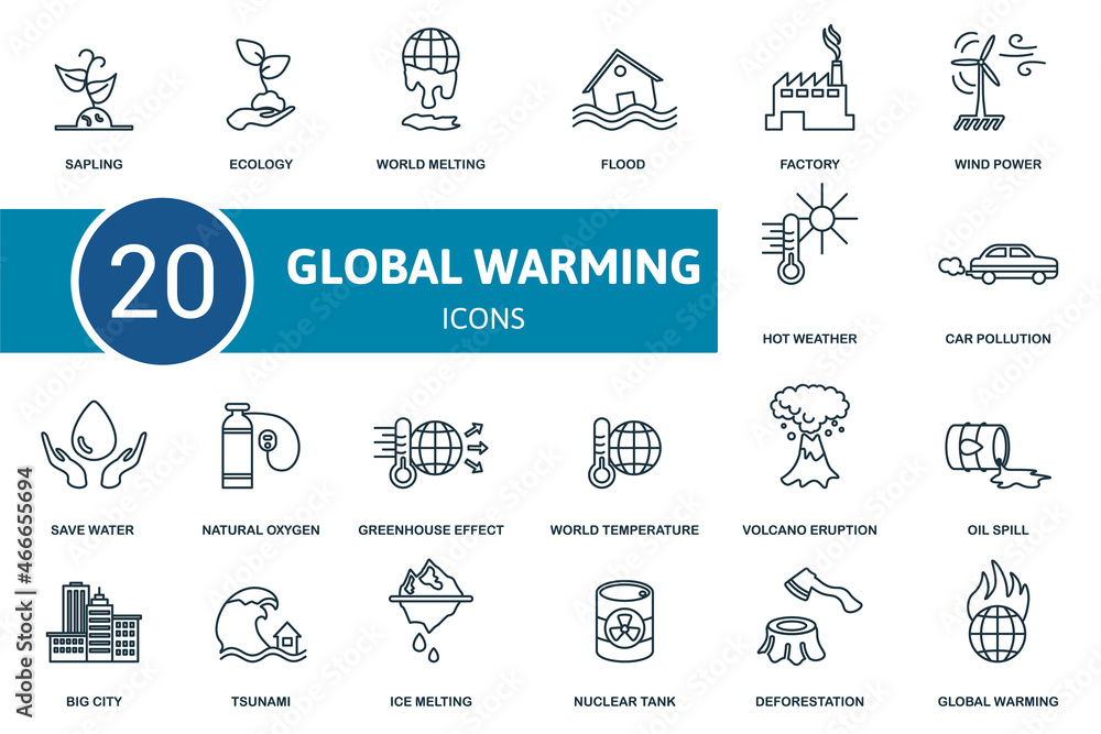 Global Warming icon set. Collection of simple elements such as the ...