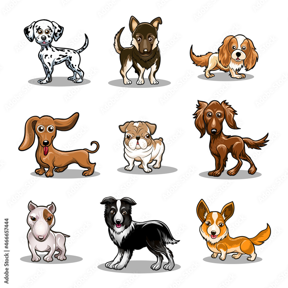 Cartoon Dogs Collection Stock Vector | Adobe Stock