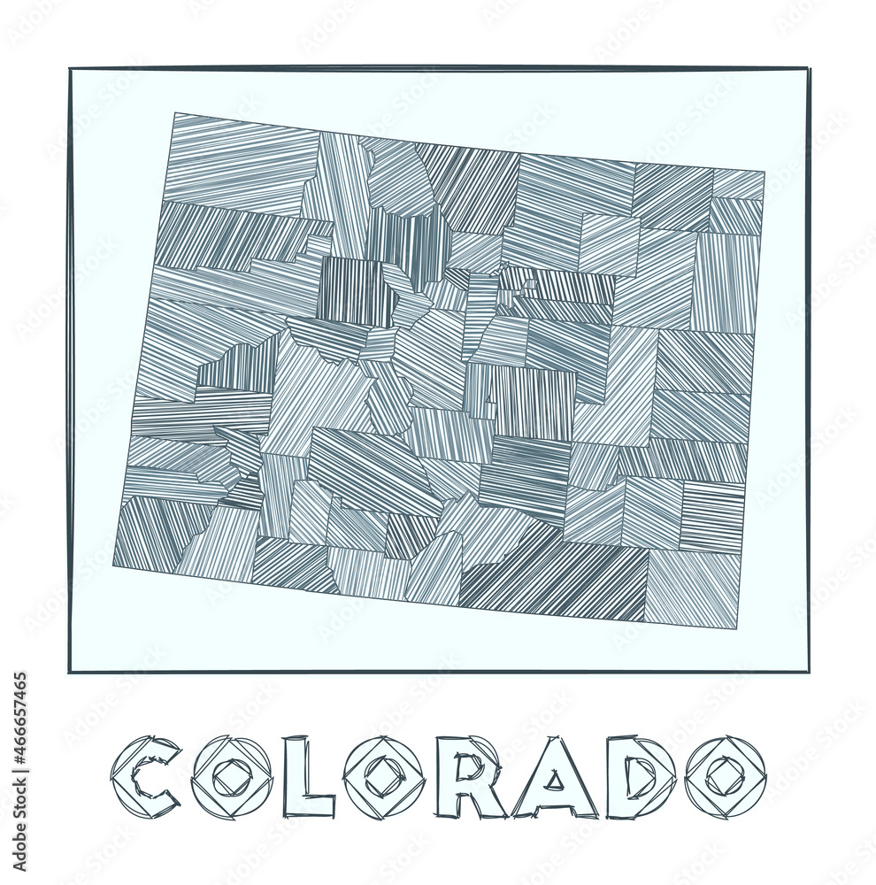 Sketch map of Colorado. Grayscale hand drawn map of the us state ...