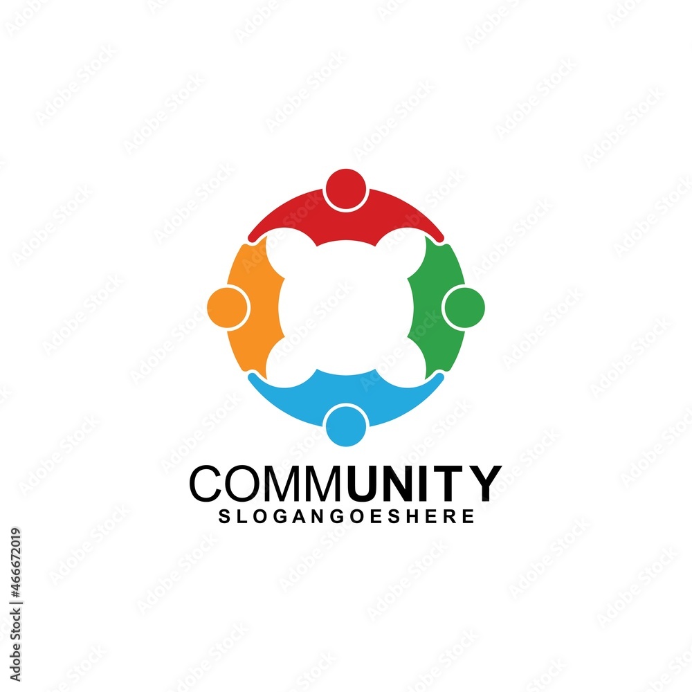 Community logo icon design with colorful people in a circular shape ...