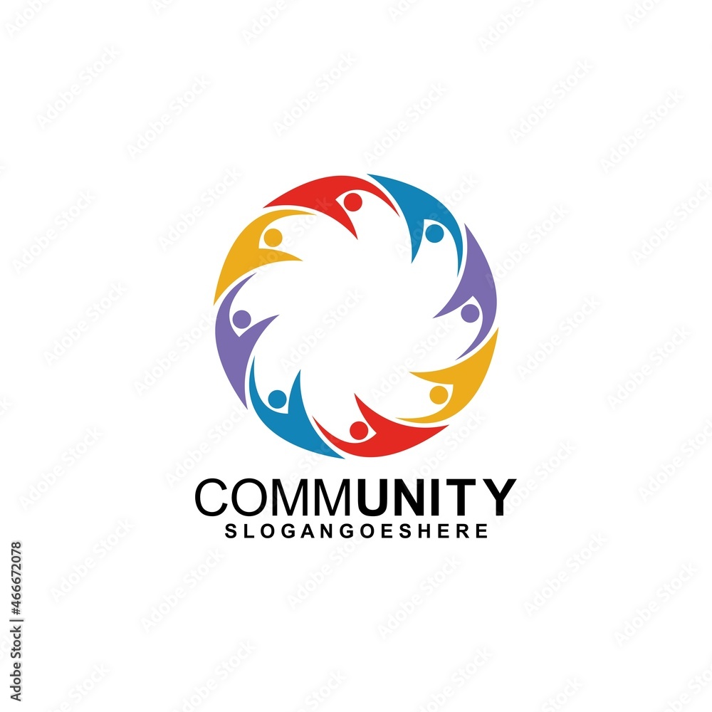 Community logo icon design with colorful people in a circular shape ...