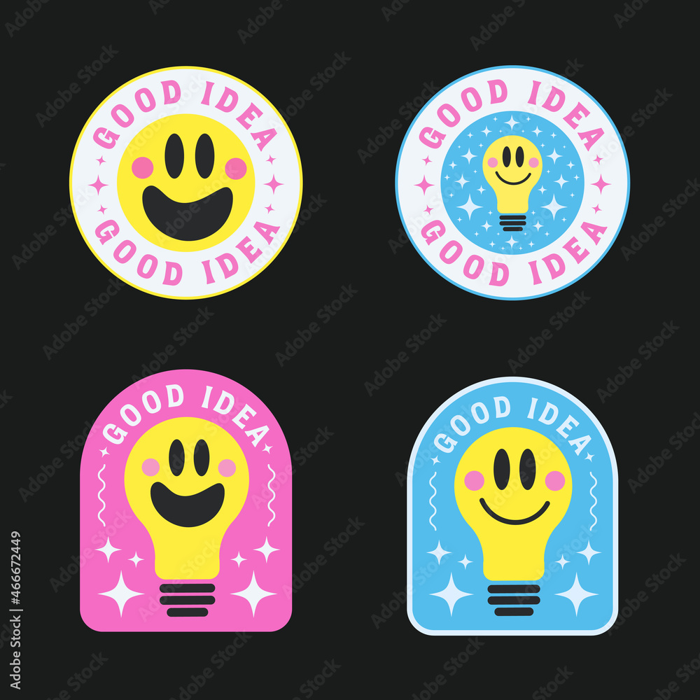 Good Idea Cute Sticker. Cool Comic Patch, Badge, Pin Vector Design ...