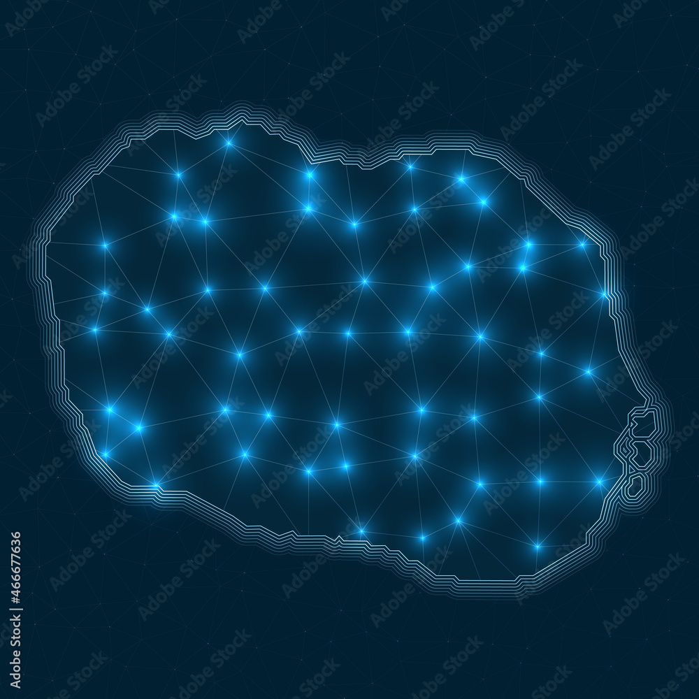 Cook Islands network map. Abstract geometric map of the island. Digital ...