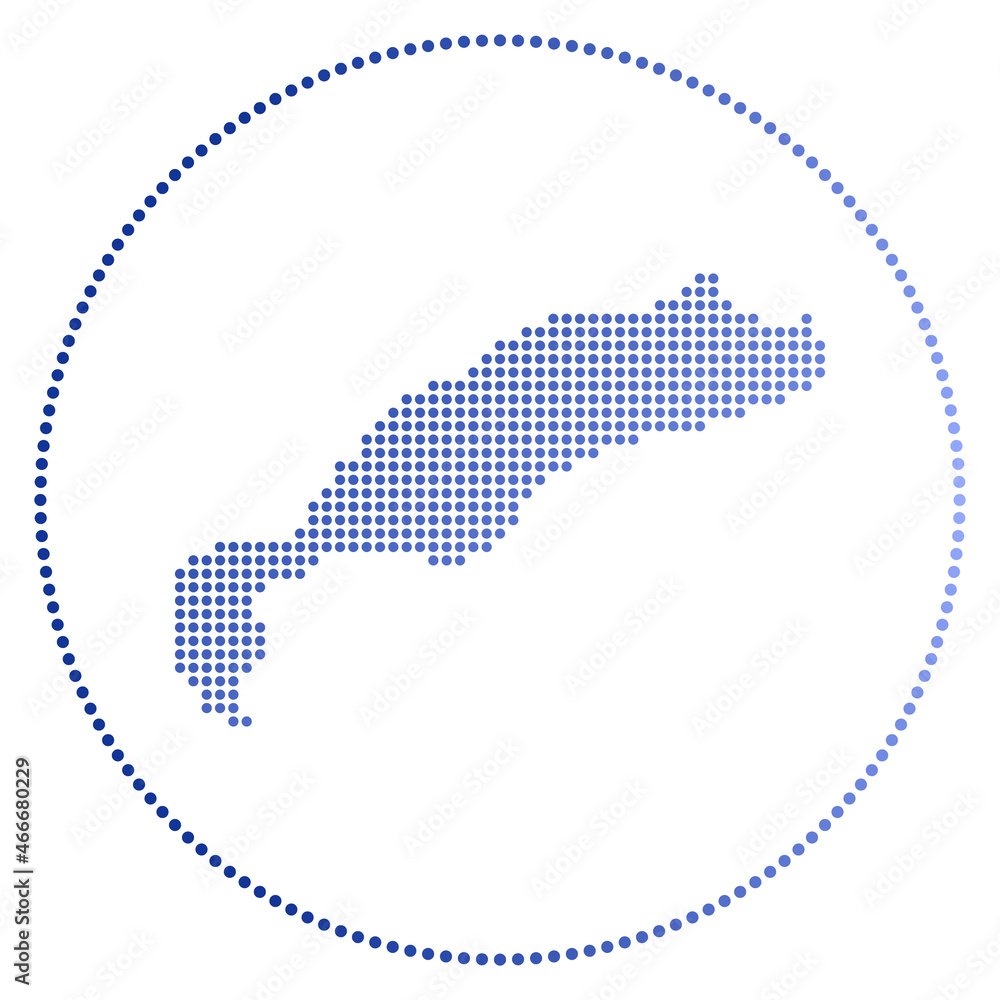 Kos digital badge. Dotted style map of Kos in circle. Tech icon of the ...