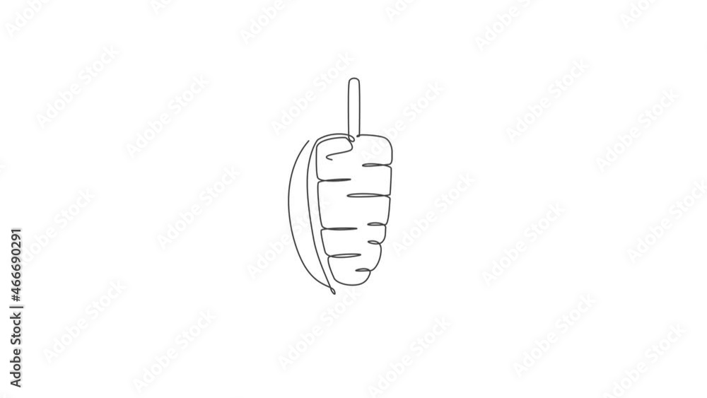 Animation of one line drawing of spicy Turkish kebab shop logo ...