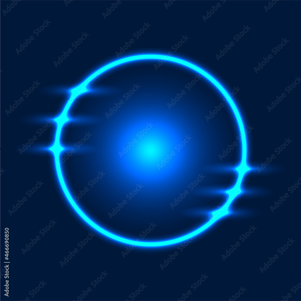 Futuristic Neon circle frame border. blue neon glowing background Stock ...