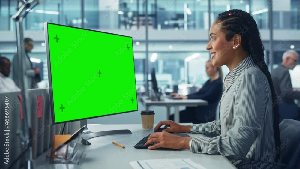 Diverse Corporate Office: Beautiful Black Female IT Technician Using ...