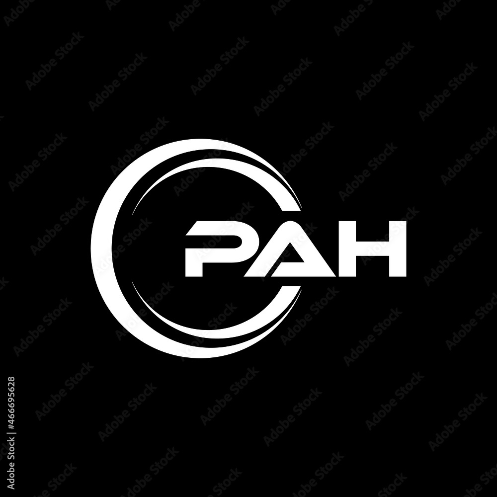 PAH letter logo design with black background in illustrator, vector ...