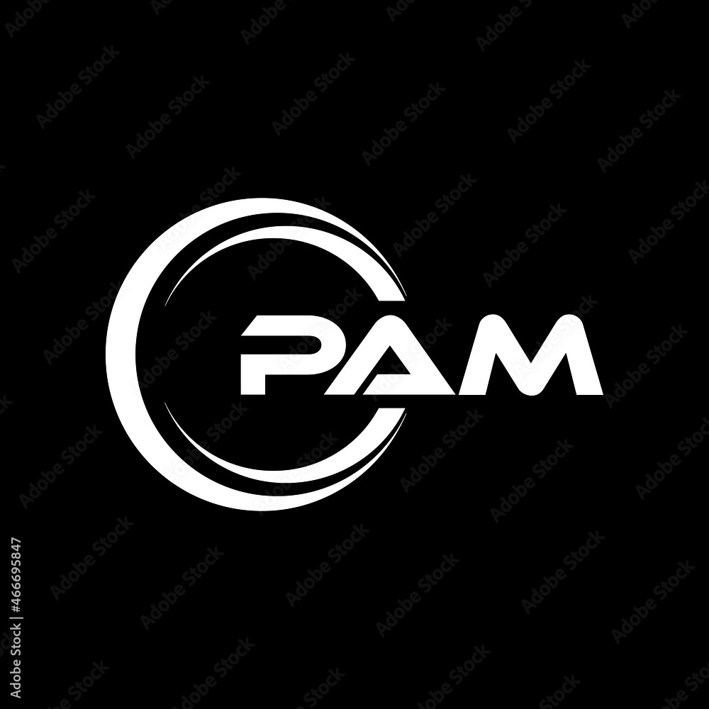 PAM letter logo design with black background in illustrator, vector ...