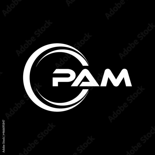 Plakat PAM letter logo design with black background in illustrator ...