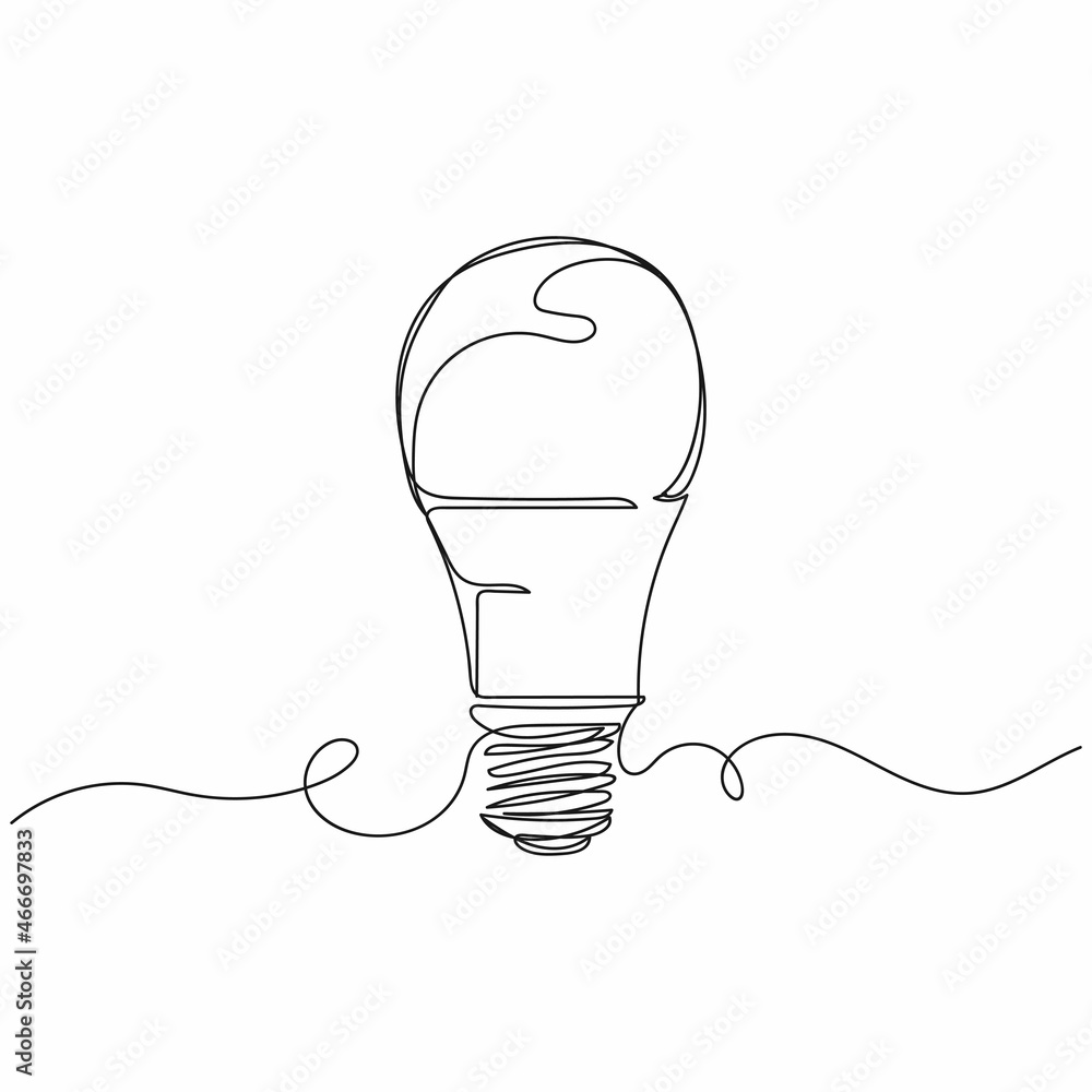 Vector continuous one single line drawing icon of modern led energy ...