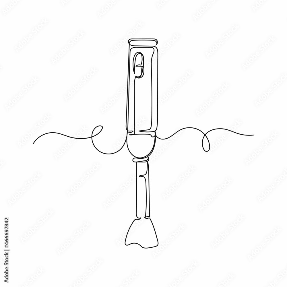 Vector continuous one single line drawing icon of immersion blender in ...