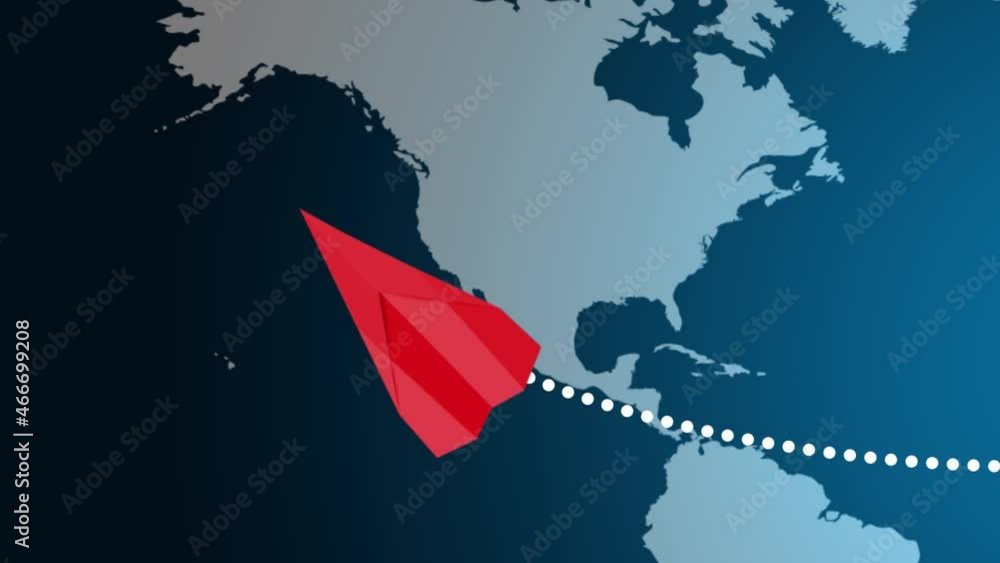 Vídeo do Stock: Paper Plane Exploring The World Map. Origami red Paper ...