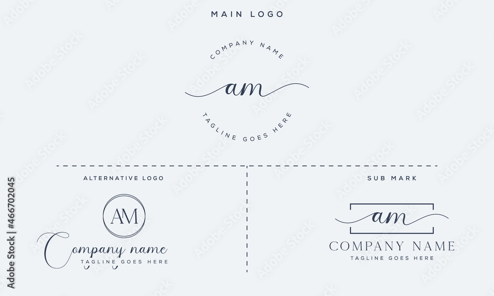 am Initial handwriting signature logo vector. Hand lettering for ...