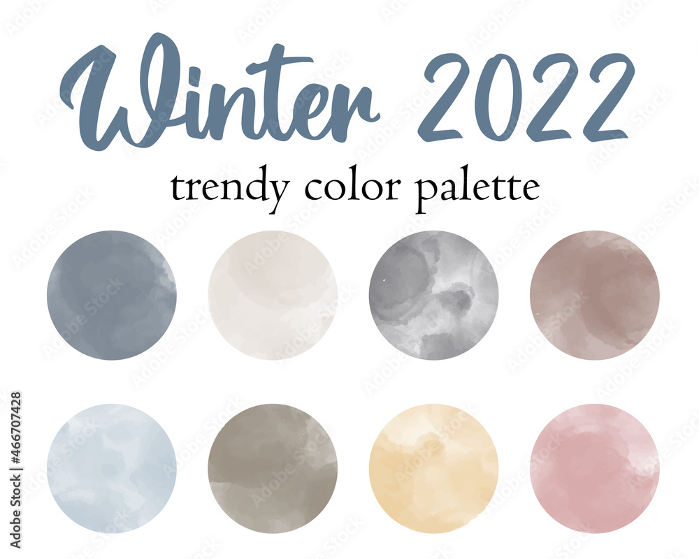 Winter 2022 fashion trendy color palette. Design color trend of winter ...