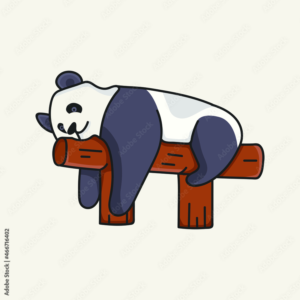 Lazy Panda Cute Illustration Stock Vector | Adobe Stock