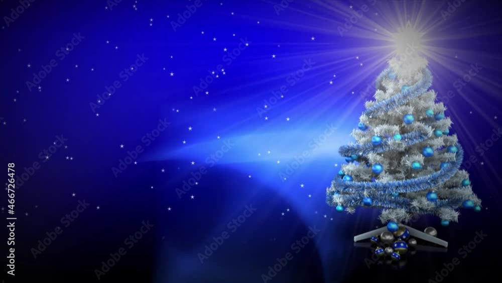 Glowing blue Christmas tree animation with light and particles. 4k ...