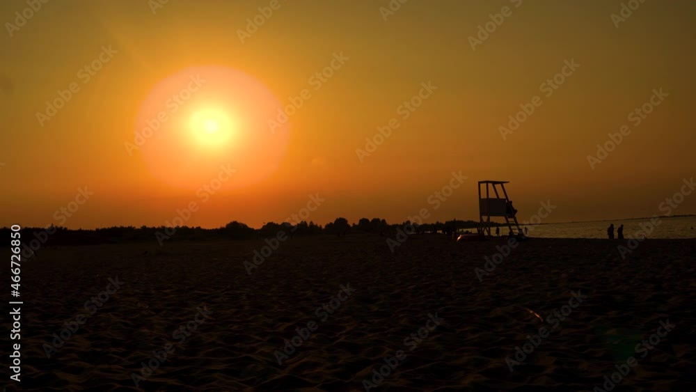 Summertime travel concept. Dark silhouette, iconic retro wooden ...