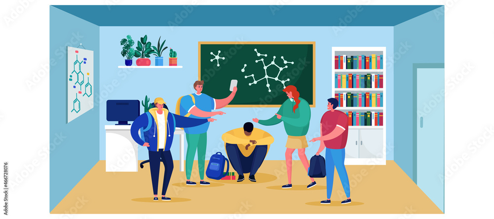 School harassment, male character student bullying, concept design ...