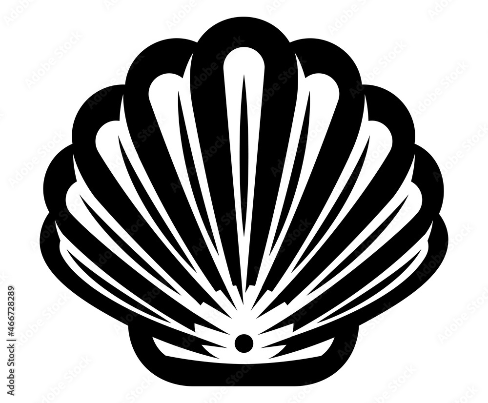 Stylized seashell without a pearl. Monochrome vector illustration ...