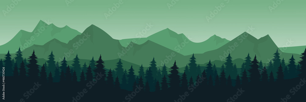 green mountain landscape view vector illustration for wallpaper ...