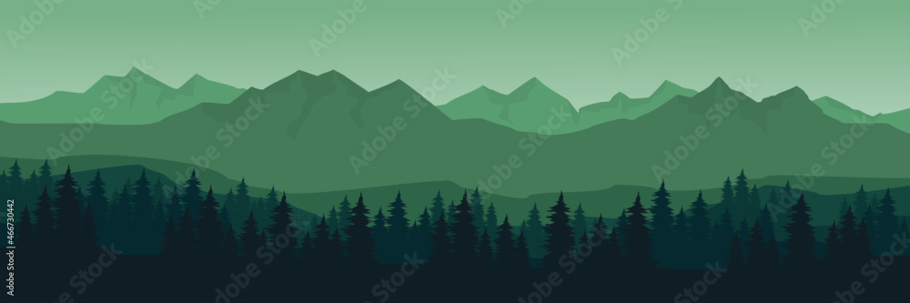 green mountain landscape view vector illustration for wallpaper ...