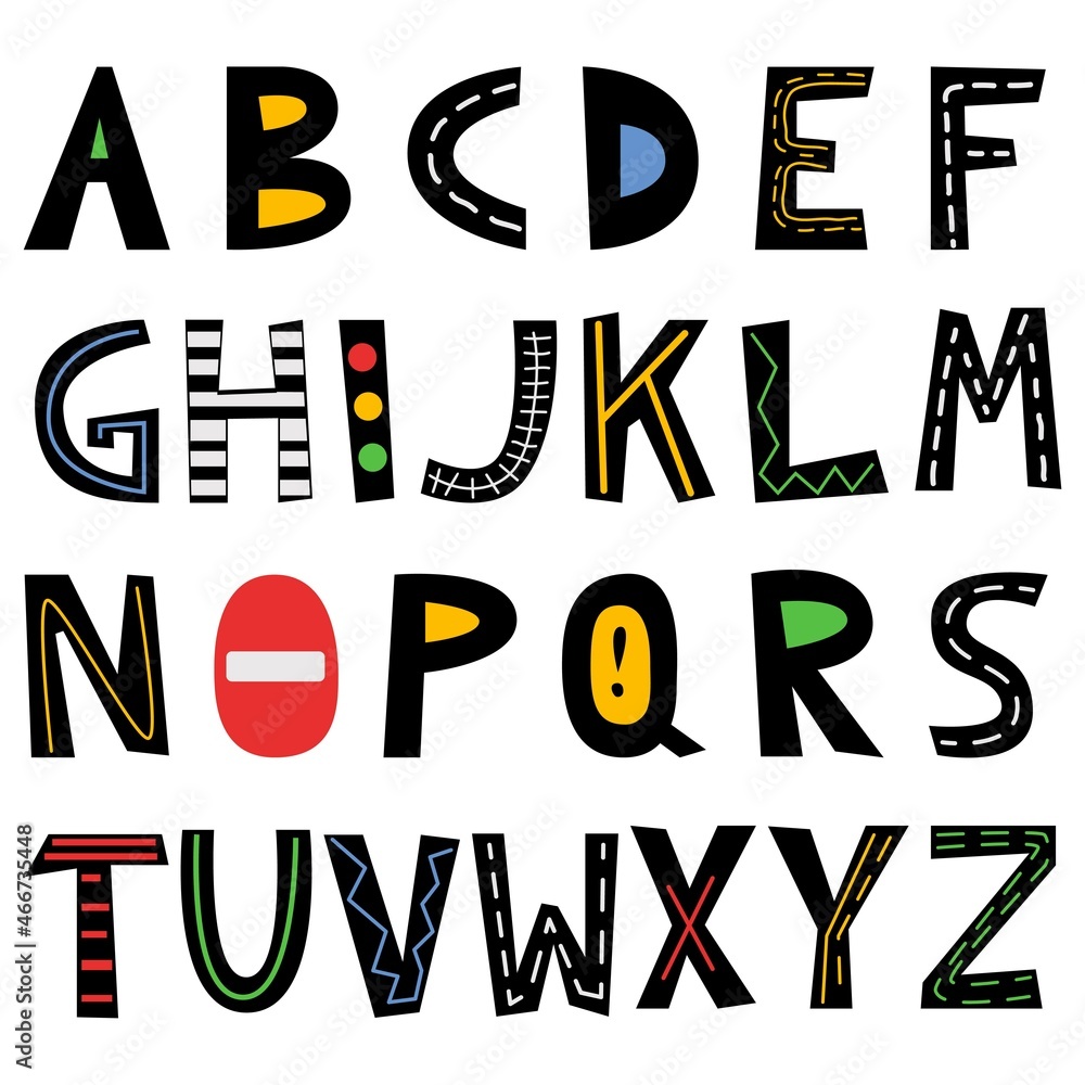 Alphabet with road for kids. Vector illustration Stock Vector | Adobe Stock